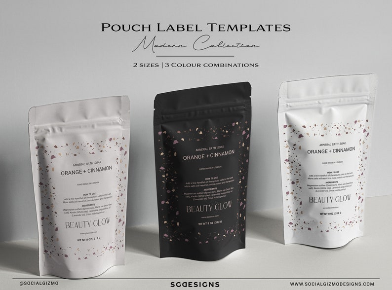 Editable Pouch Label Template, Terrazzo Pouch Label, Modern Bath Soak ...