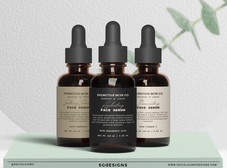 Minimal DIY Dropper Label Template, Black Editable Serum Label Template ...