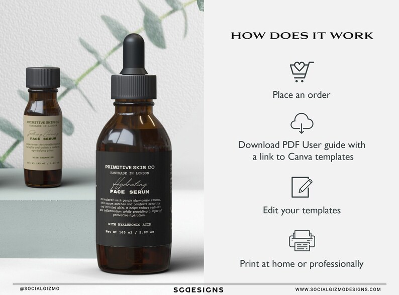 Minimal DIY Dropper Label Template Black Editable Serum Label - Etsy