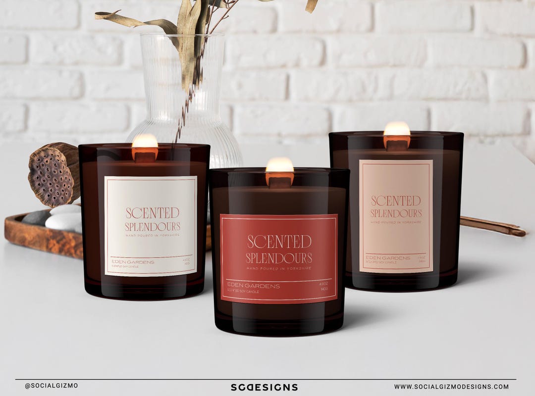 Minimal Candle Label Template, Editable Canva Candle Labels, Modern ...
