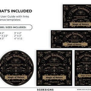 Elegant Witchcraft Candle Label Templates: DIY Black Alchemy, Celestial ...