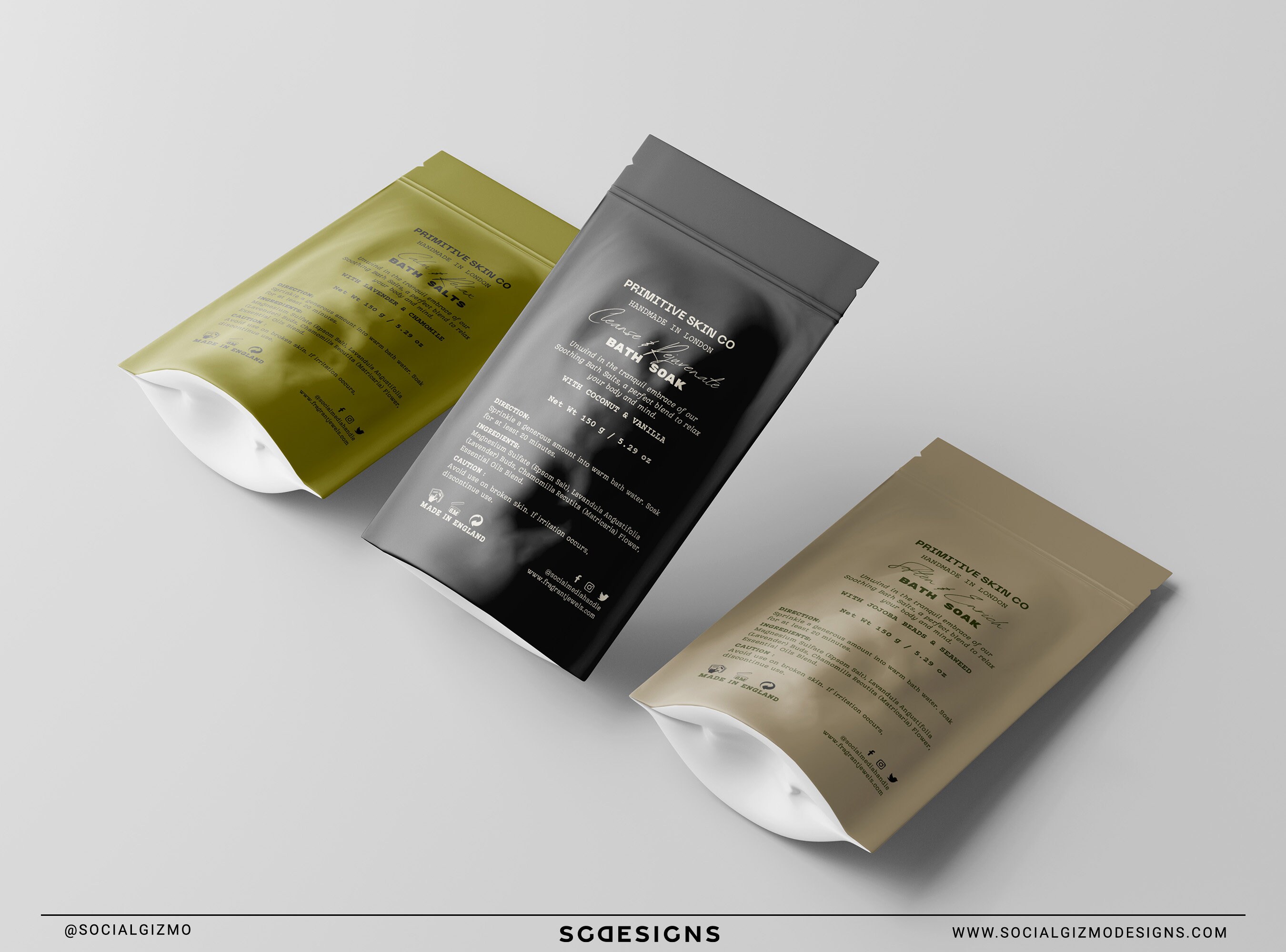 Black DIY Pouch Label for Bath Salts, Minimal Pouch Label for Bath Soak ...