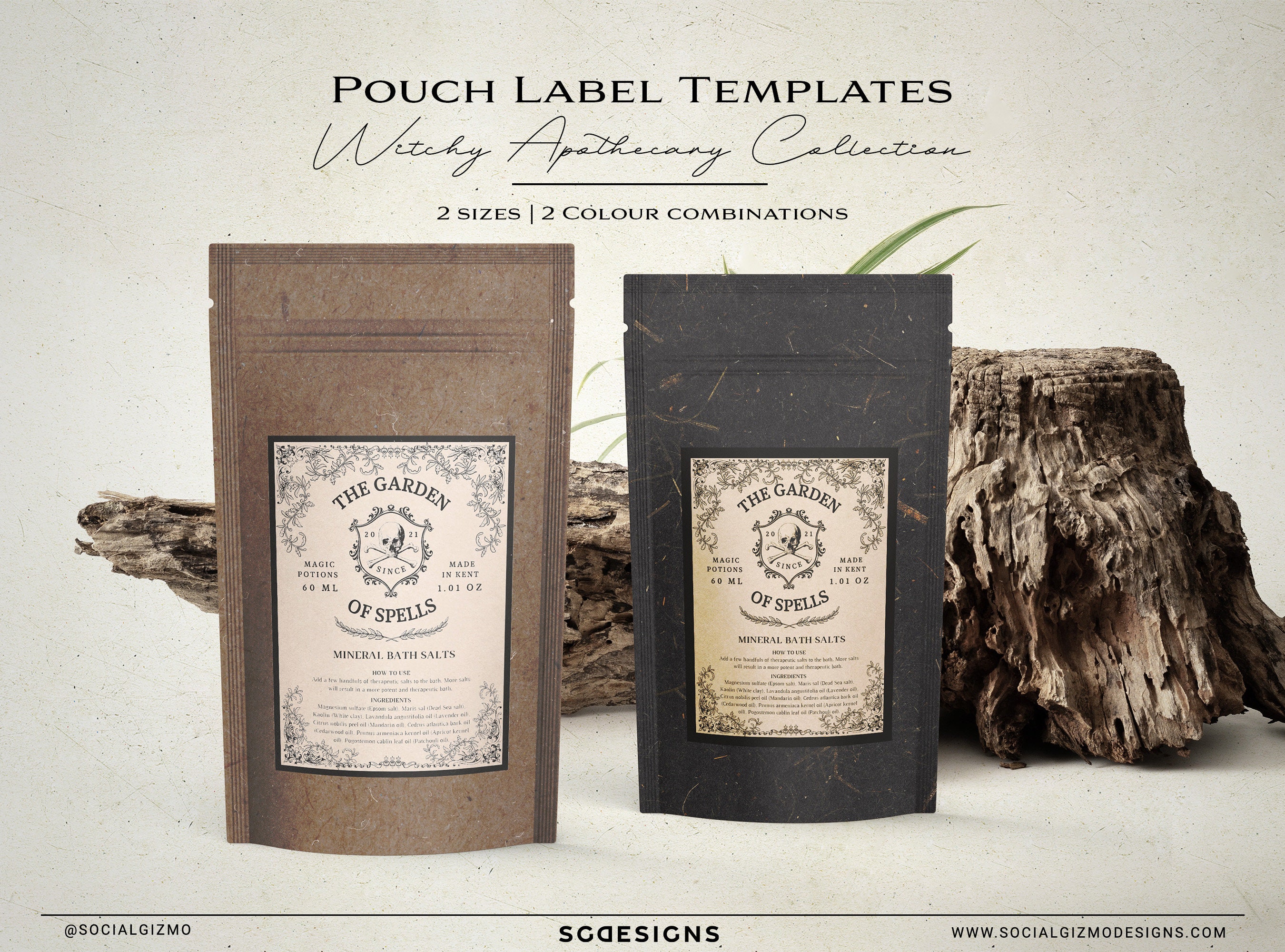 Apothecary Pouch Label Template, DIY Vintage Pouch Label, Editable Bath ...