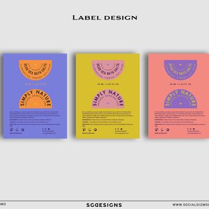 DIY Modern Pouch Label Templates, Bold Editable Pouch Label, Bath Salts ...