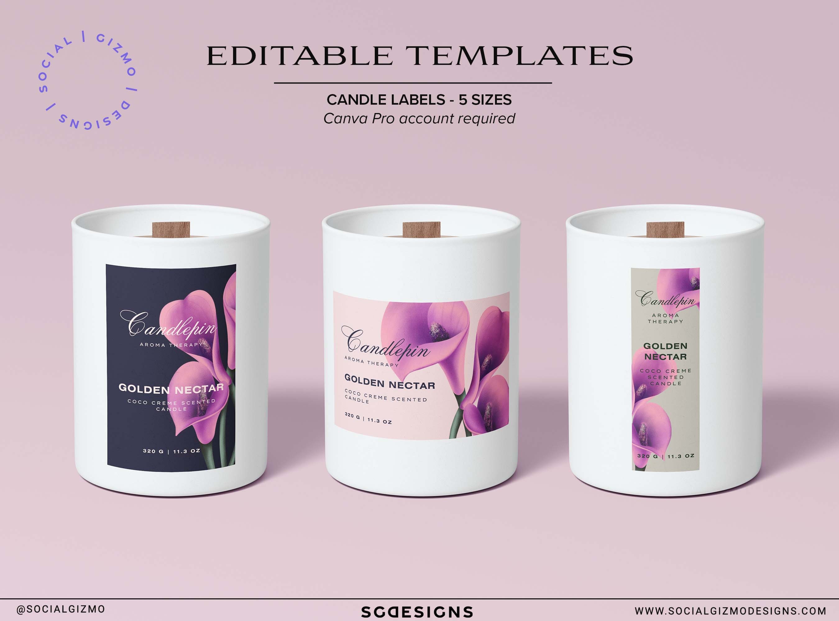 Luxury Floral Candle Label Templates, DIY Classy Candle Label Template ...