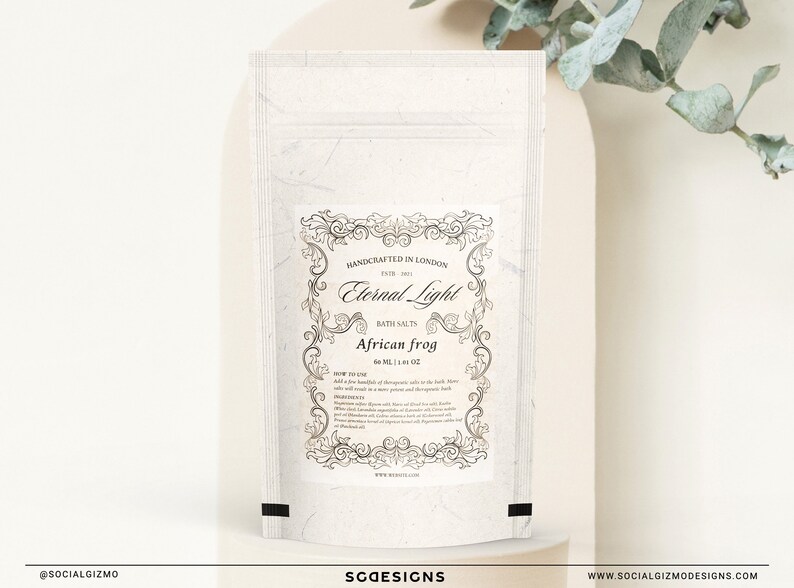Apothecary Pouch Label Template, DIY Pouch Label, Editable Bath Soak ...