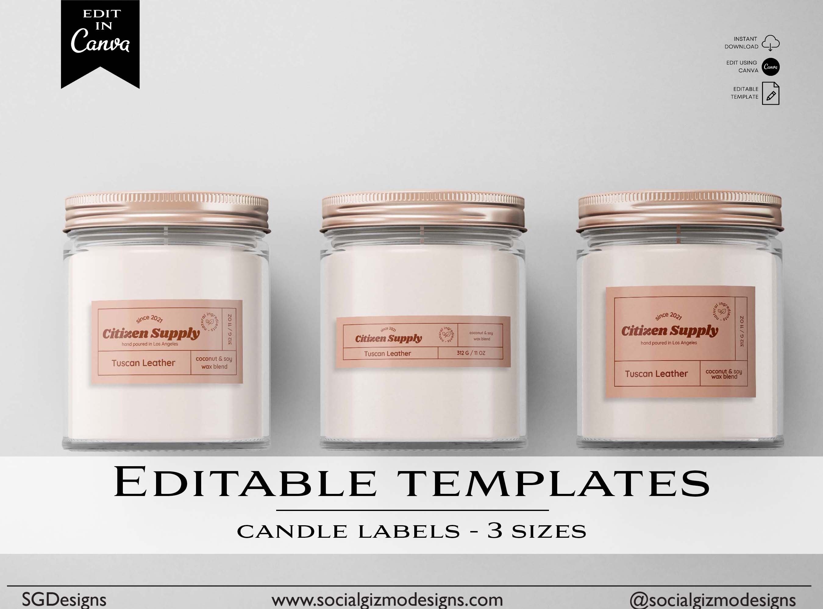 Editable Candle Labels Editable Candle Label Design Thin - Etsy UK
