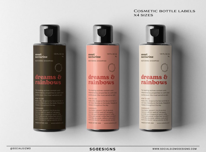 Retro Skincare Label Template Bundle, Cosmetic Label Templates for Jar ...