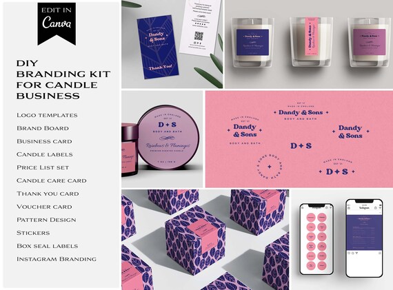 Retro Branding Package for Candle Business Funky Branding Kit | Etsy