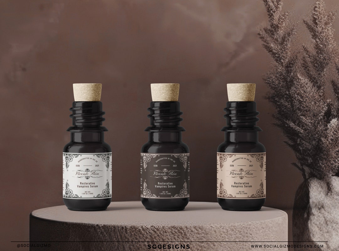 DIY Apothecary Dropper Label, Elegant Face Serum Label Template ...