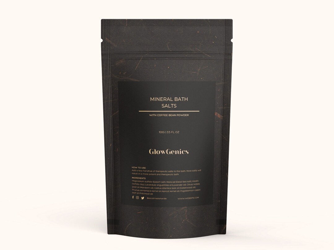 DIY Black Pouch Label Template, Black Pouch Label, Editable Bath Soak ...