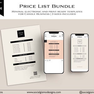Candle Business Price List Template: Minimalist Editable Design for ...
