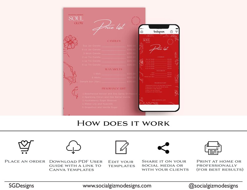 Editable Price List Template for Candles DIY Scent Menu Menu - Etsy