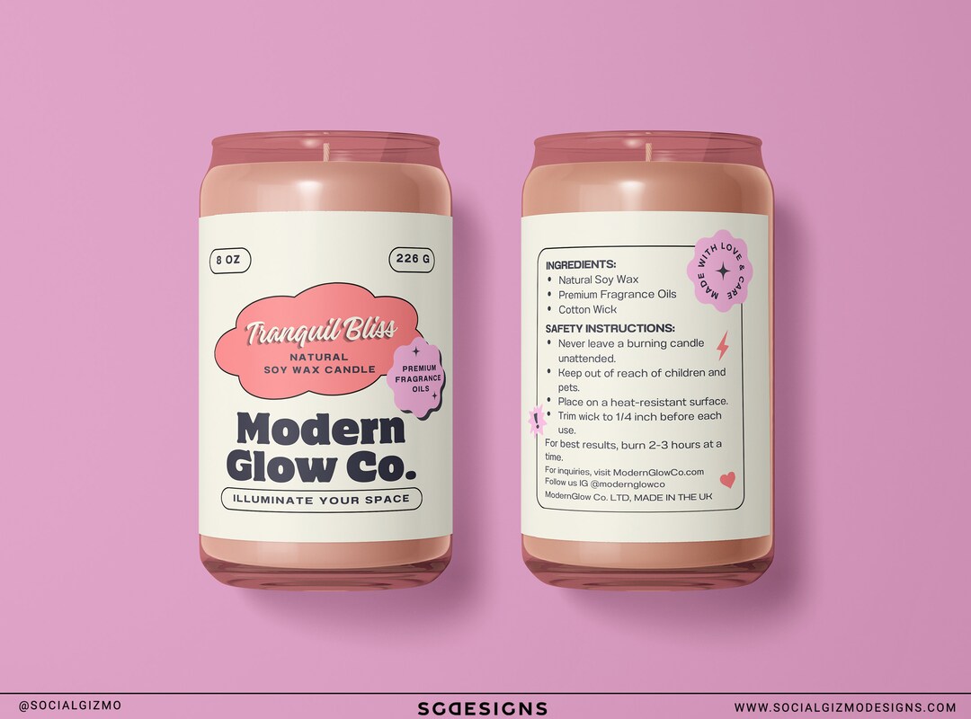 DIY Retro Candle Label Design, Beige Retro Tin Candle Label Template ...