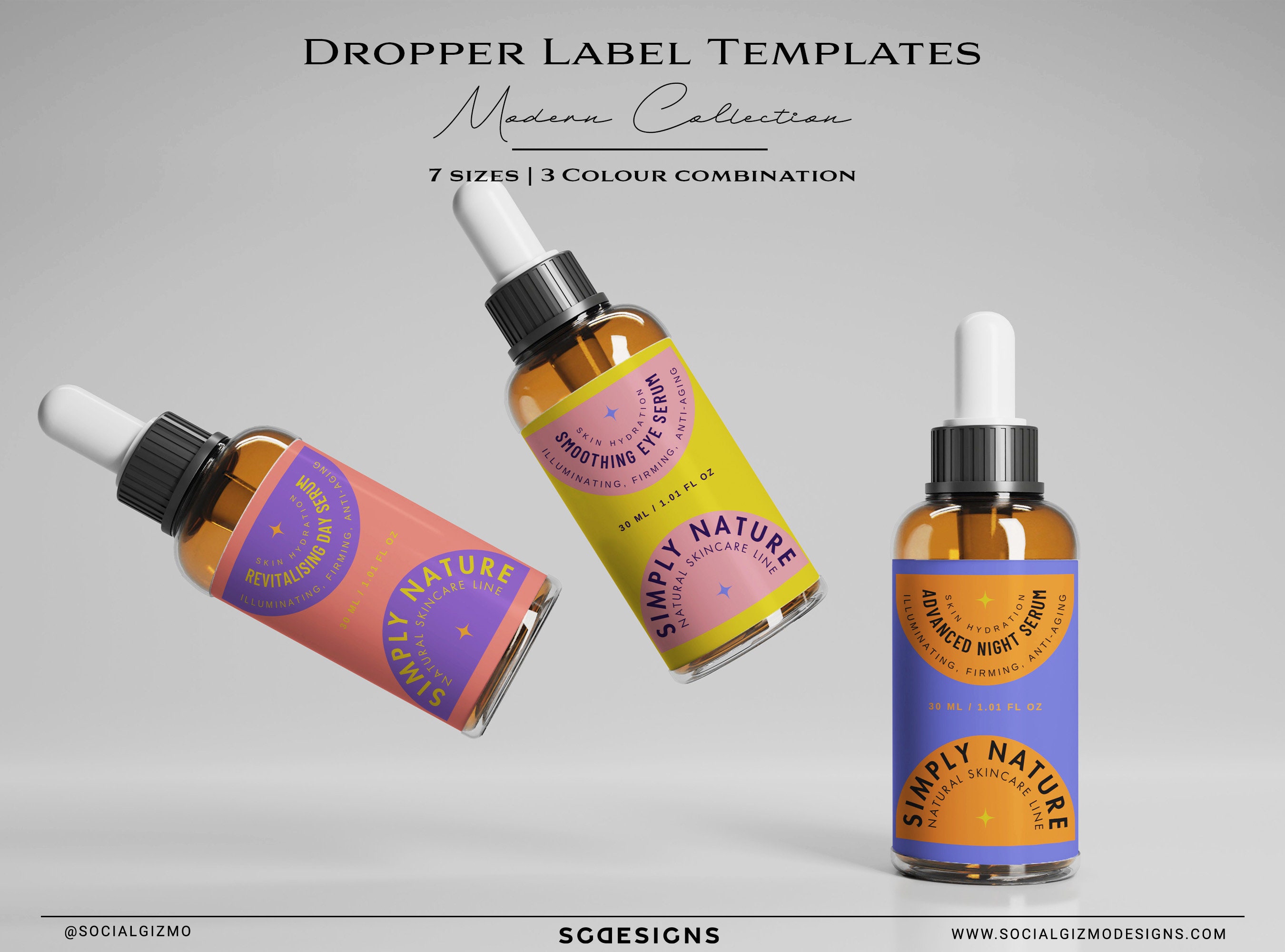 DIY Bold Dropper Label Template, Modern Serum Label Template, Editable ...