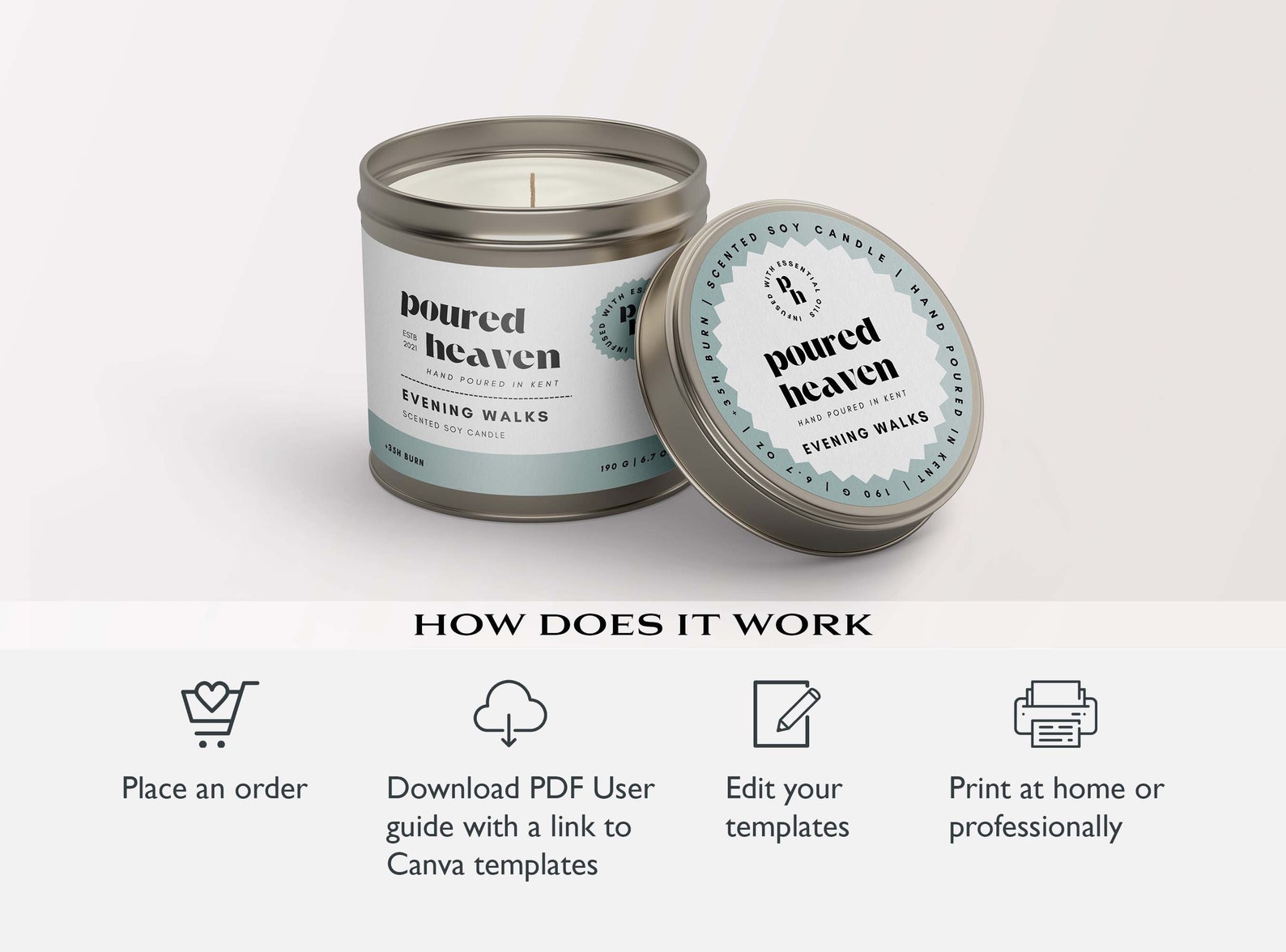 Editable Candle Labels Retro Candle Label Design Tin Candle - Etsy UK