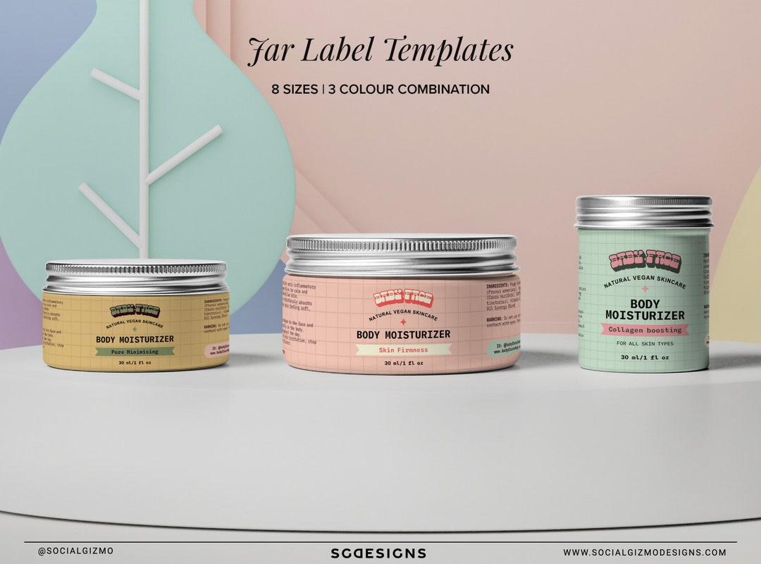 Retro Skincare Jar Labels, Editable Pink Cosmetic Jar Label Template ...