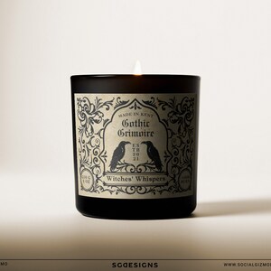 Witchcraft Candle Label Templates: Black Alchemy Ravens With Flourishes ...