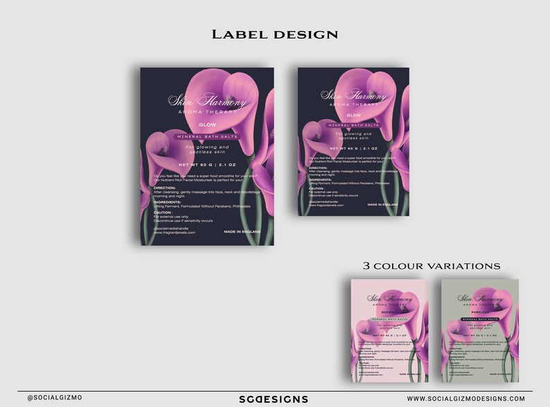 DIY Floral Pouch Label Templates, Elegant Pouch Label, Editable Bath ...