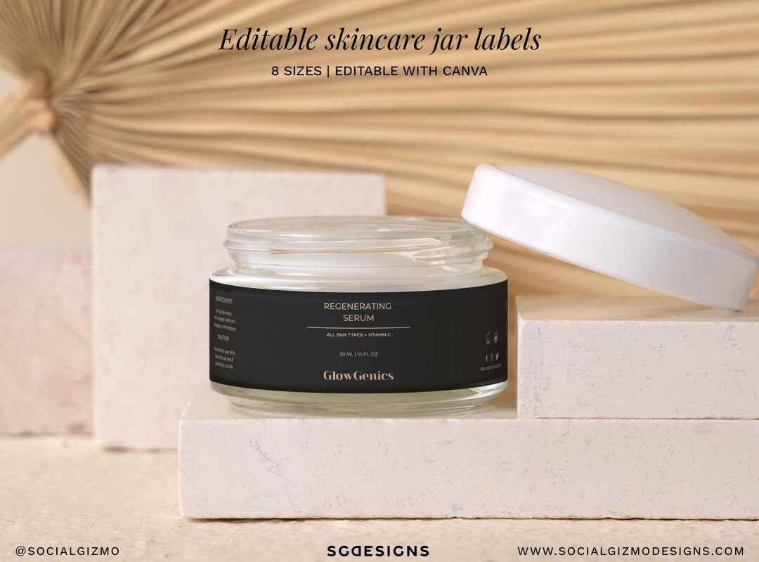 Black Jar Label Template: Editable Cosmetic Product Labels for Body ...