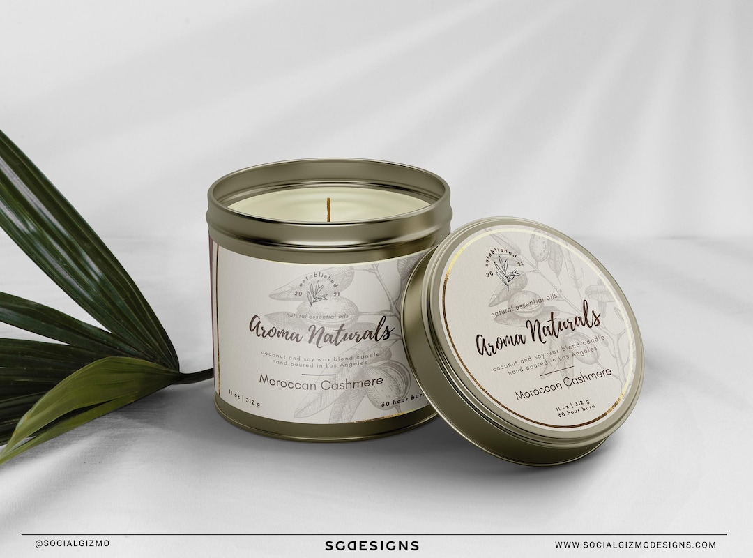 Vintage Candle Label Templates Canva, Elegant Botanical Candle Tin ...
