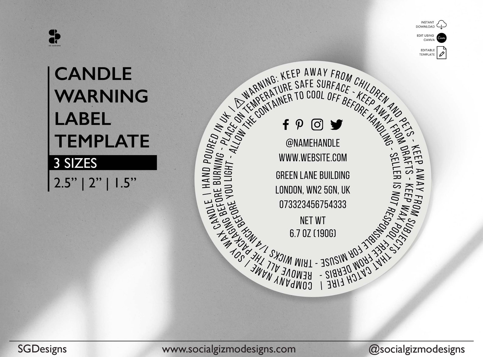 Editable Candle Warning Label Template DIY Warning Template - Etsy