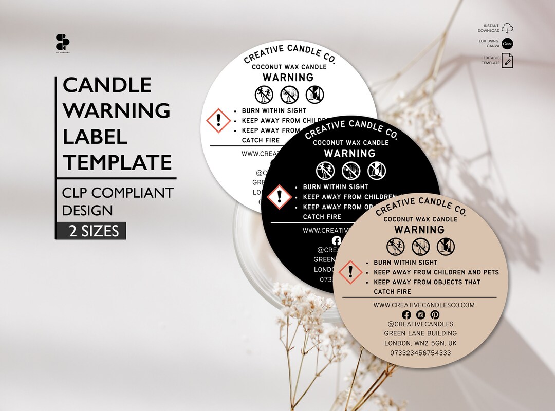 Editable Candle Warning Labels CLP Candle Labels Candle - Etsy UK