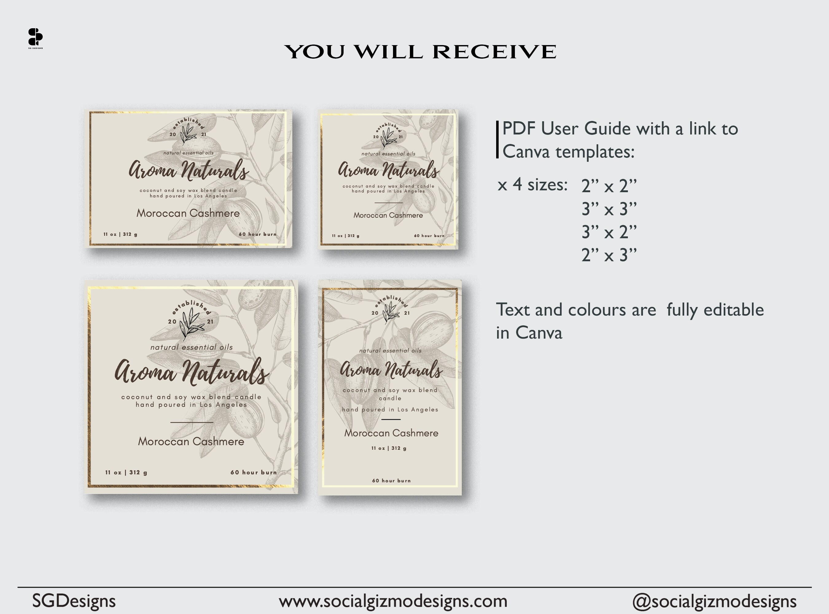 Elegant Candle Label Template: DIY Botanica Label Bundle Editable in ...
