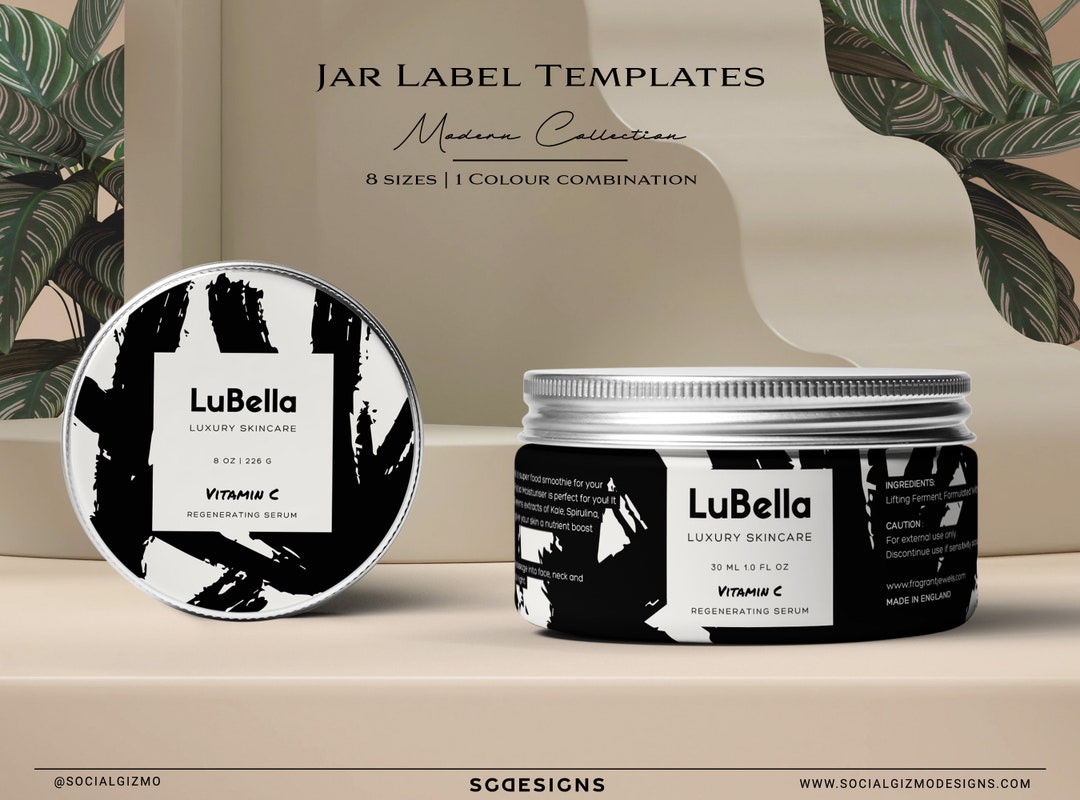 DIY Wrap Around Skincare Label Templates, Modern Editable Skincare Jar ...