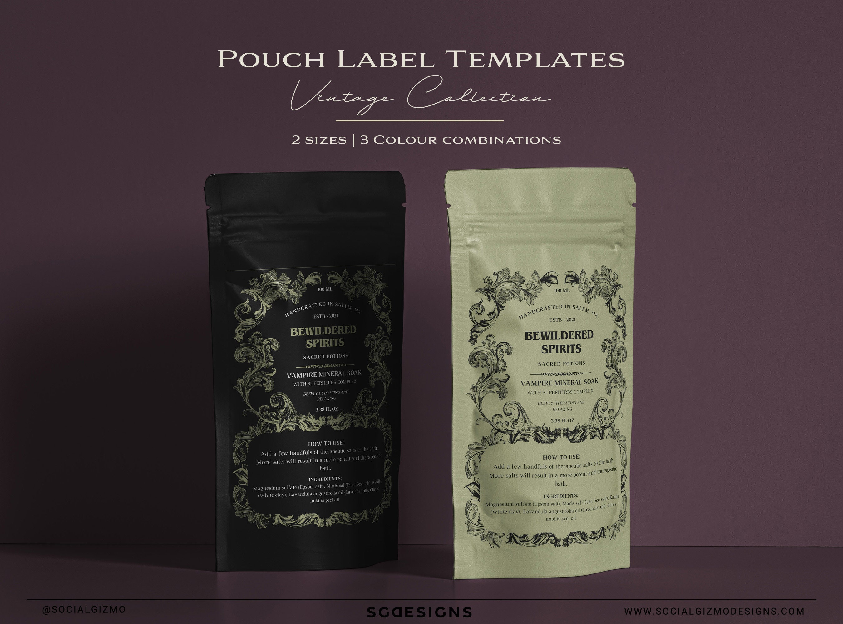 Vintage Pouch Label Template DIY Apothecary Pouch Label - Etsy