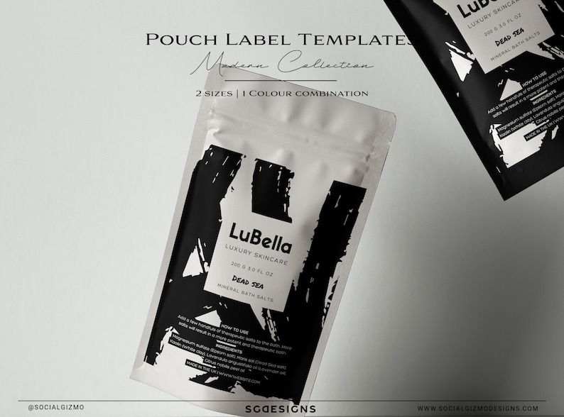 Modern Pouch Label Template DIY Bath Salt Label for Skincare - Etsy