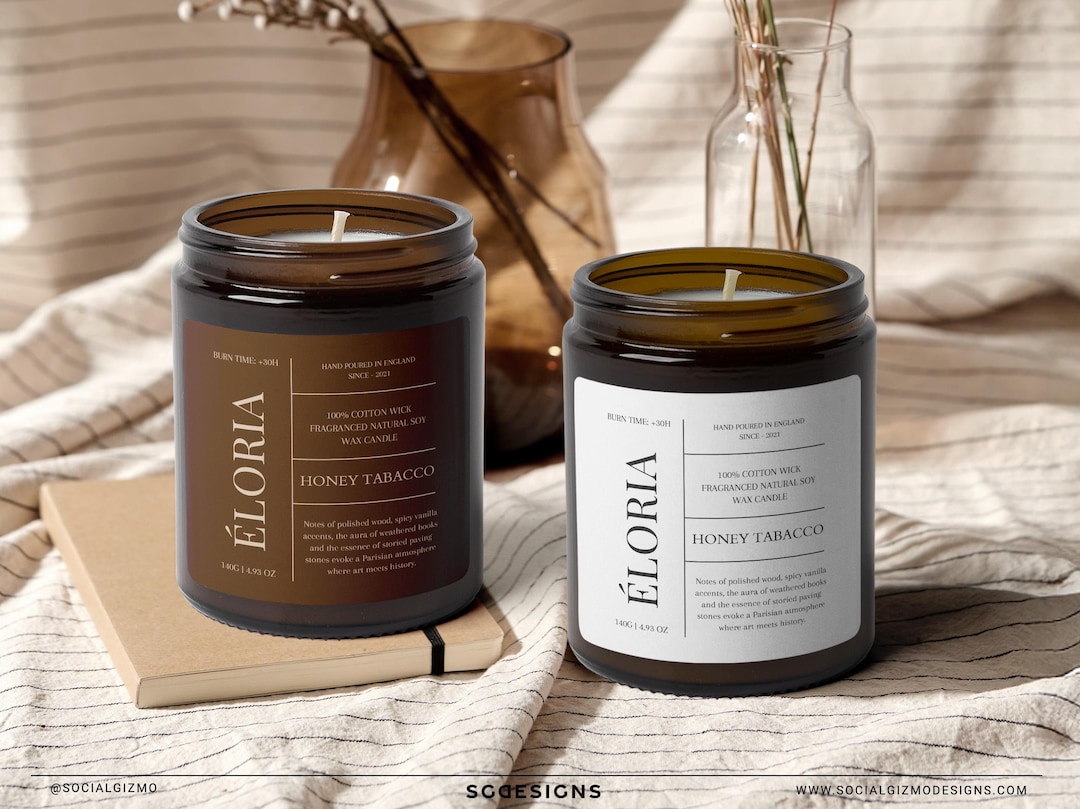 Minimal Luxury Candle Label Templates, Modern Candle Packaging Design ...
