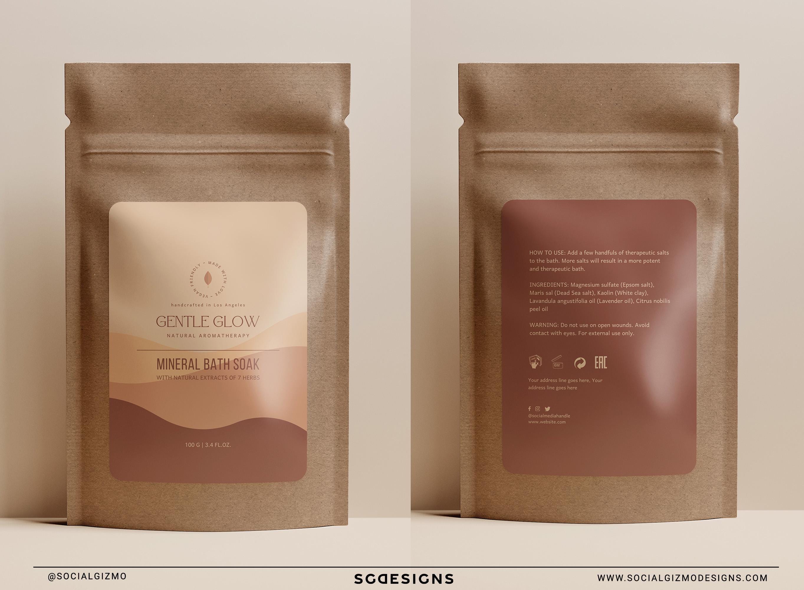 DIY Minimal Pouch Label Templates, Beige Boho Pouch Label, Earthy Pouch ...