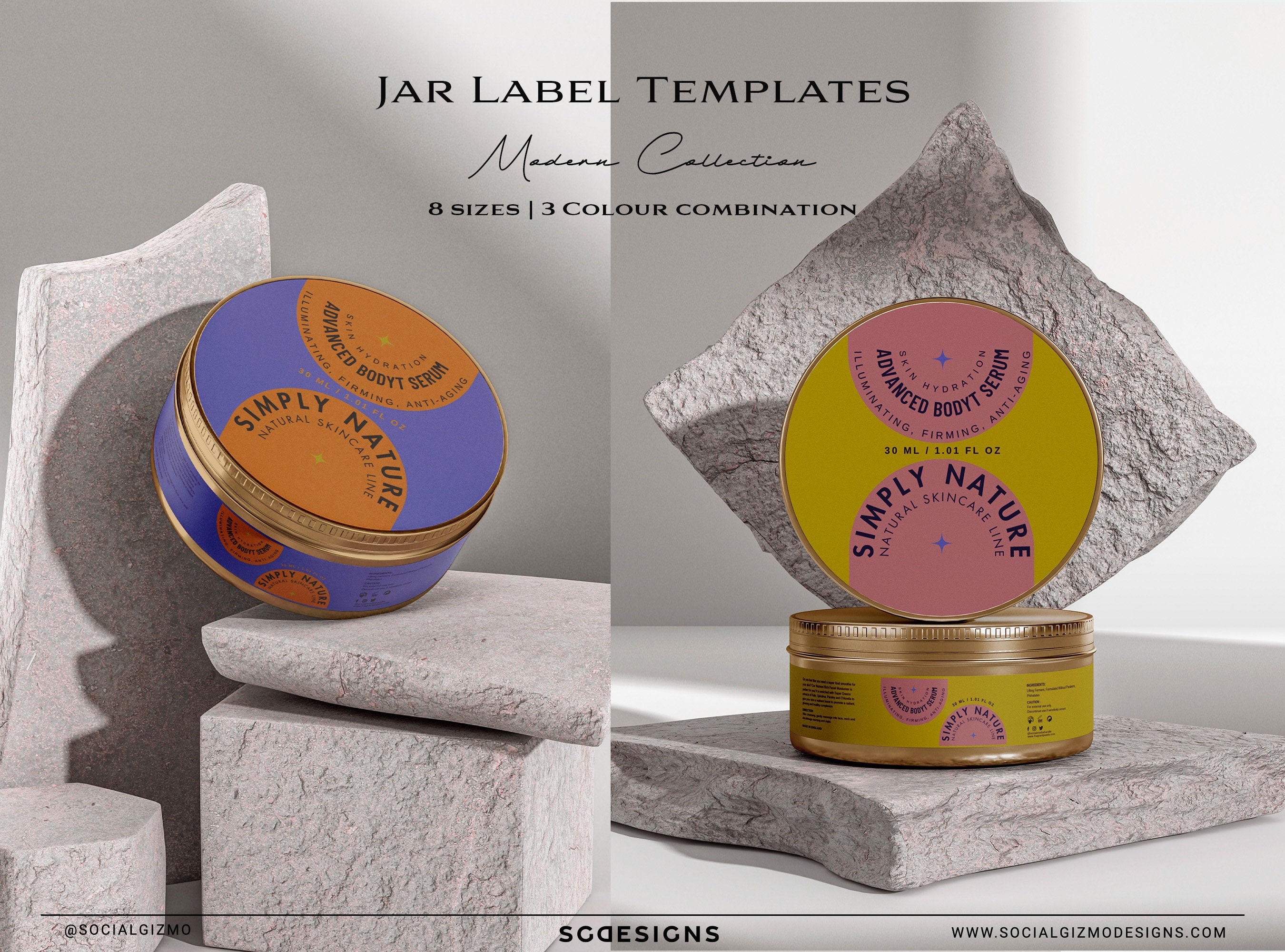 DIY Modern Body Scrub Labels, Editable Bold Skincare Jar Templates ...