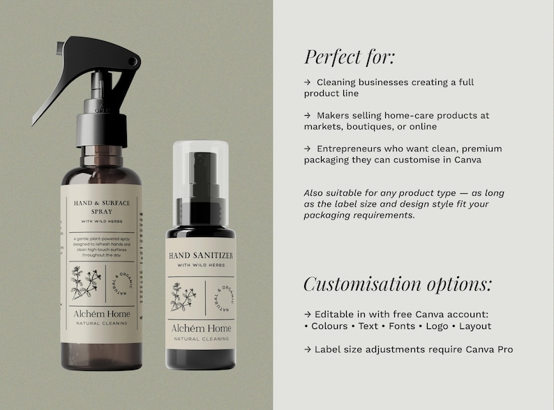 Apothecary Cleaning Label Bundle, Editable Canva Templates, Modern ...