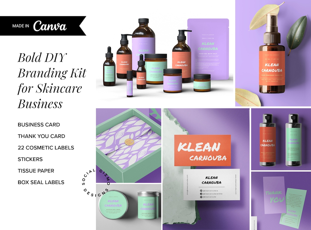 Modern and Bold DIY Skincare Branding Kit, Modern Cosmetics Branding ...