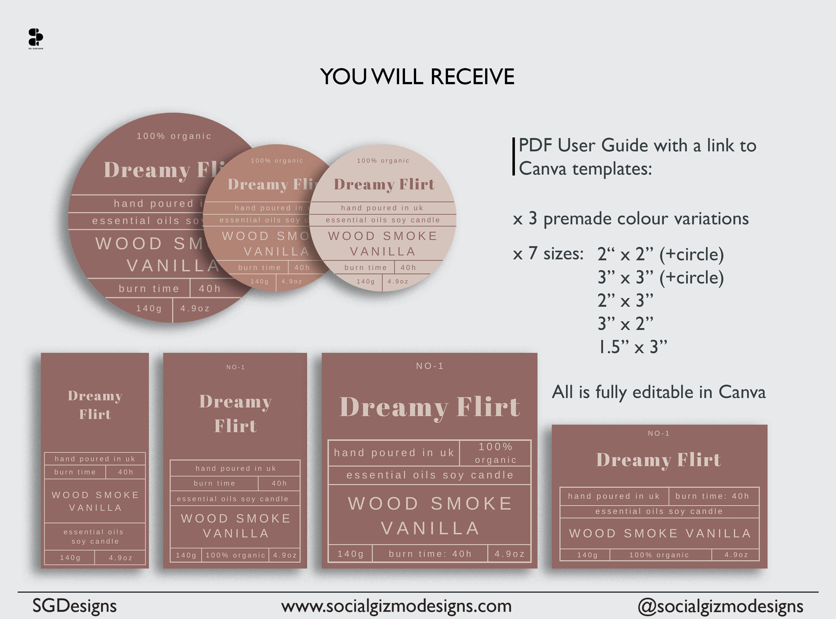 Editable Candle Labels, Rustic Candle Label Design, Apothecary Candle ...