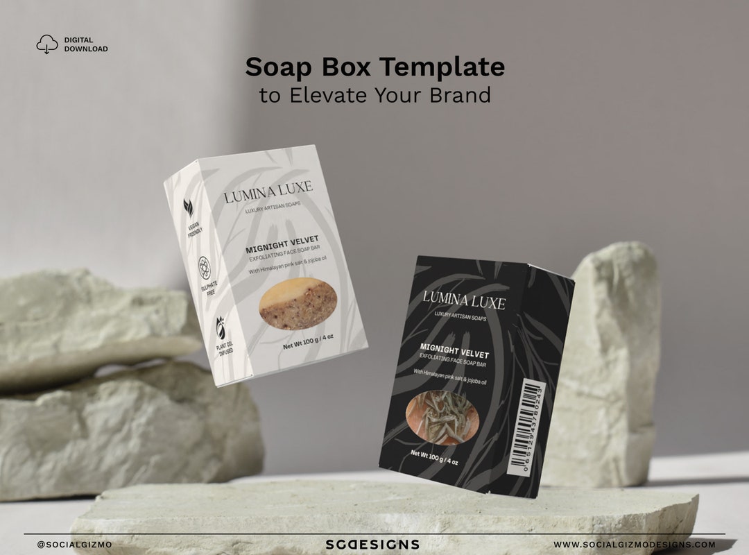 Luxury Soap Box Design, Elegant Black DIY Soap Box Design Template, DIY ...