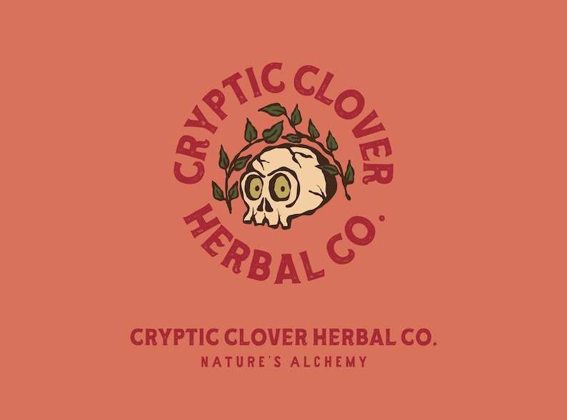 Skull Logo, Semi-custom, Playful Rustic Logo Design, Witchy Style ...