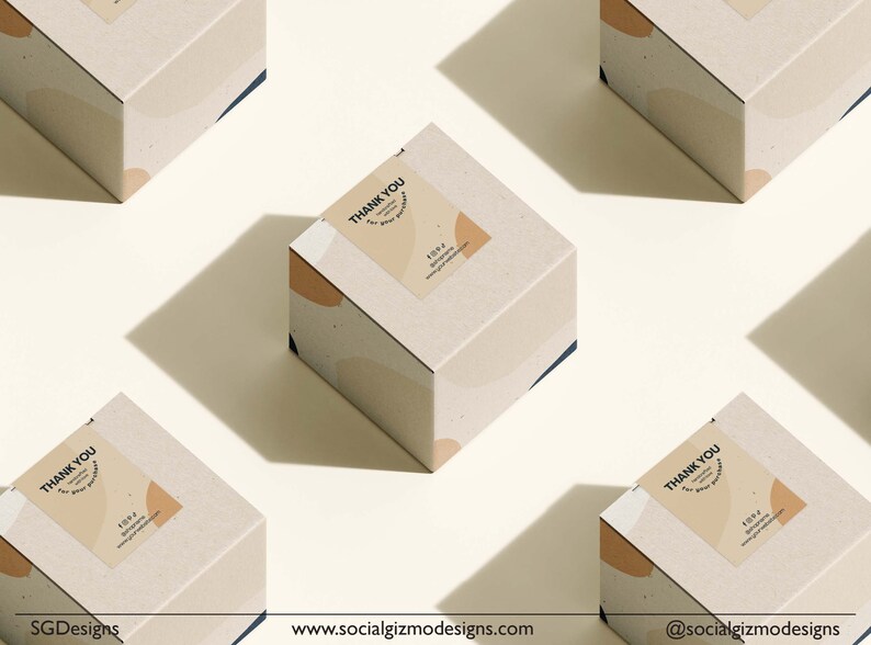 Beige Box Seal Label Template Boho Box Sealing Stickers DIY - Etsy UK
