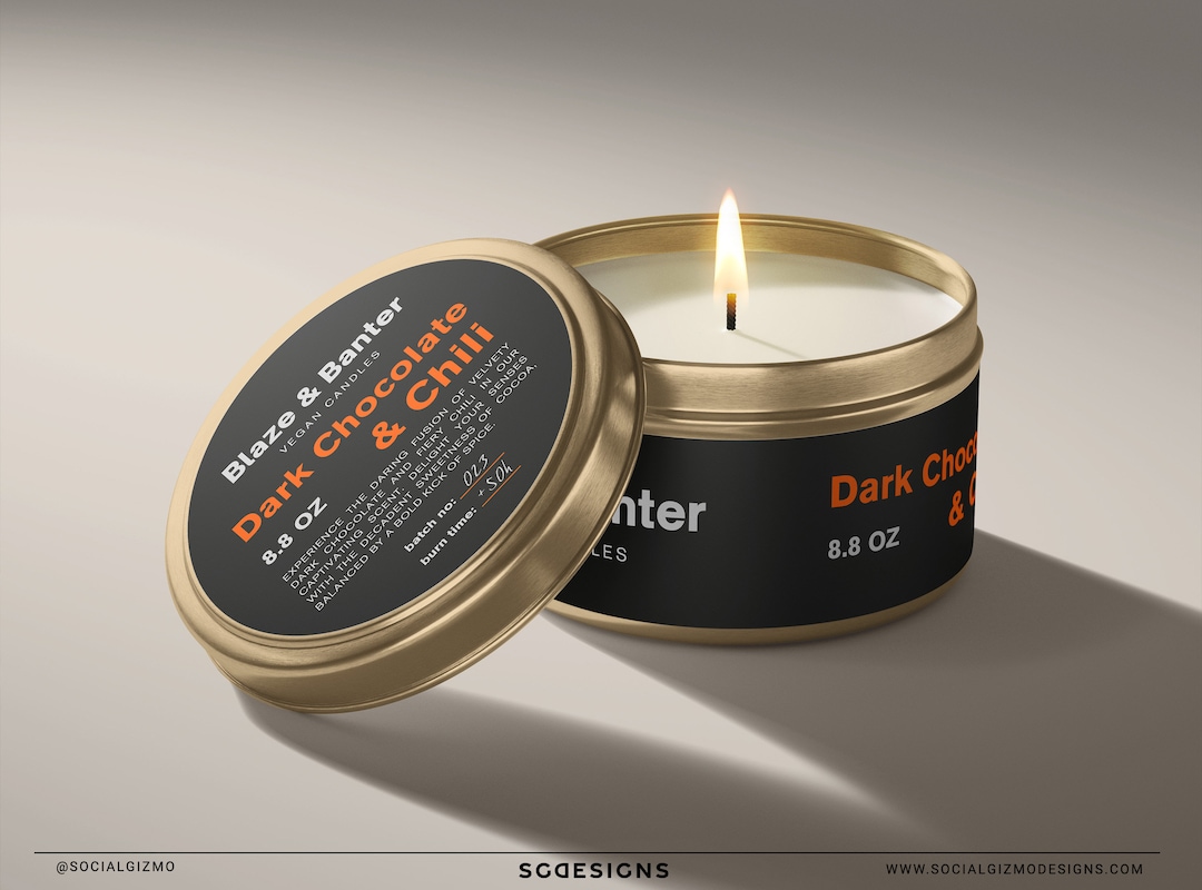 Black Minimal DIY Candle Labels, Bold Candle Label Template, Modern ...