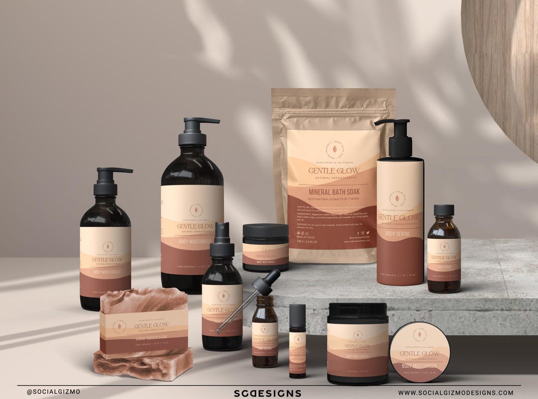 Minimal Cosmetic Label Bundle, Editable Skincare Label Templates Canva ...