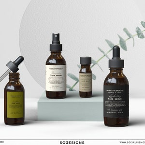 Minimal DIY Dropper Label Template, Black Editable Serum Label Template ...