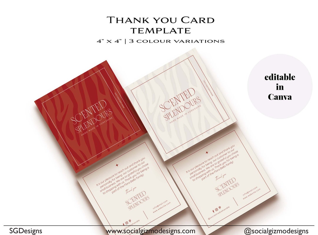 DIY Red Business Thank You Card Template, Luxury Business Thank You ...