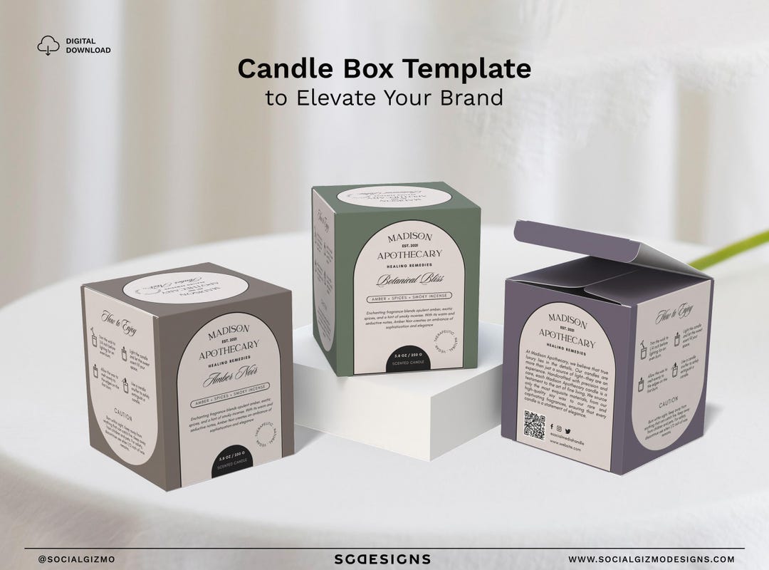 Luxury Candle Box Design, Modern Candle Box Design Template, DIY ...