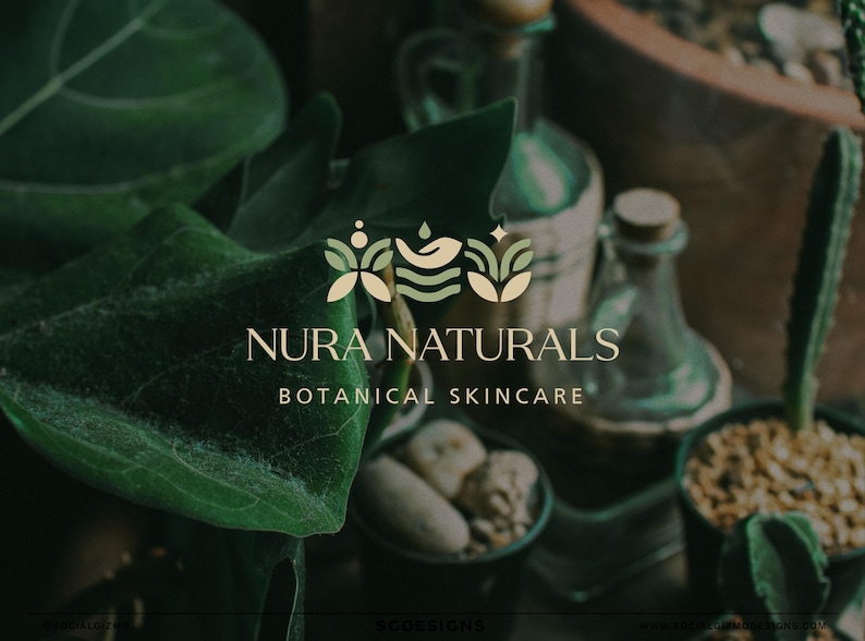Botanical Logo Design, Skincare Brand Logo Set, Elegant Apothecary Semi ...