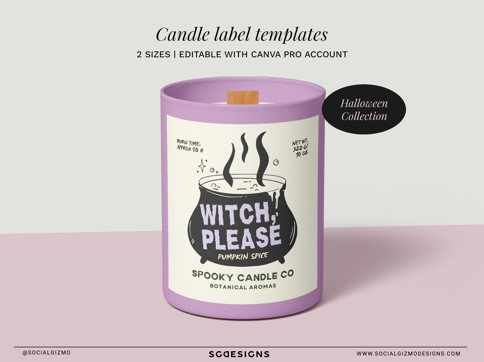 Retro Witch Cauldron Candle Label Template: Spooky Halloween Packaging ...