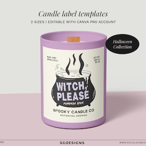 Retro Witch Cauldron Candle Label Template: Spooky Halloween Packaging ...