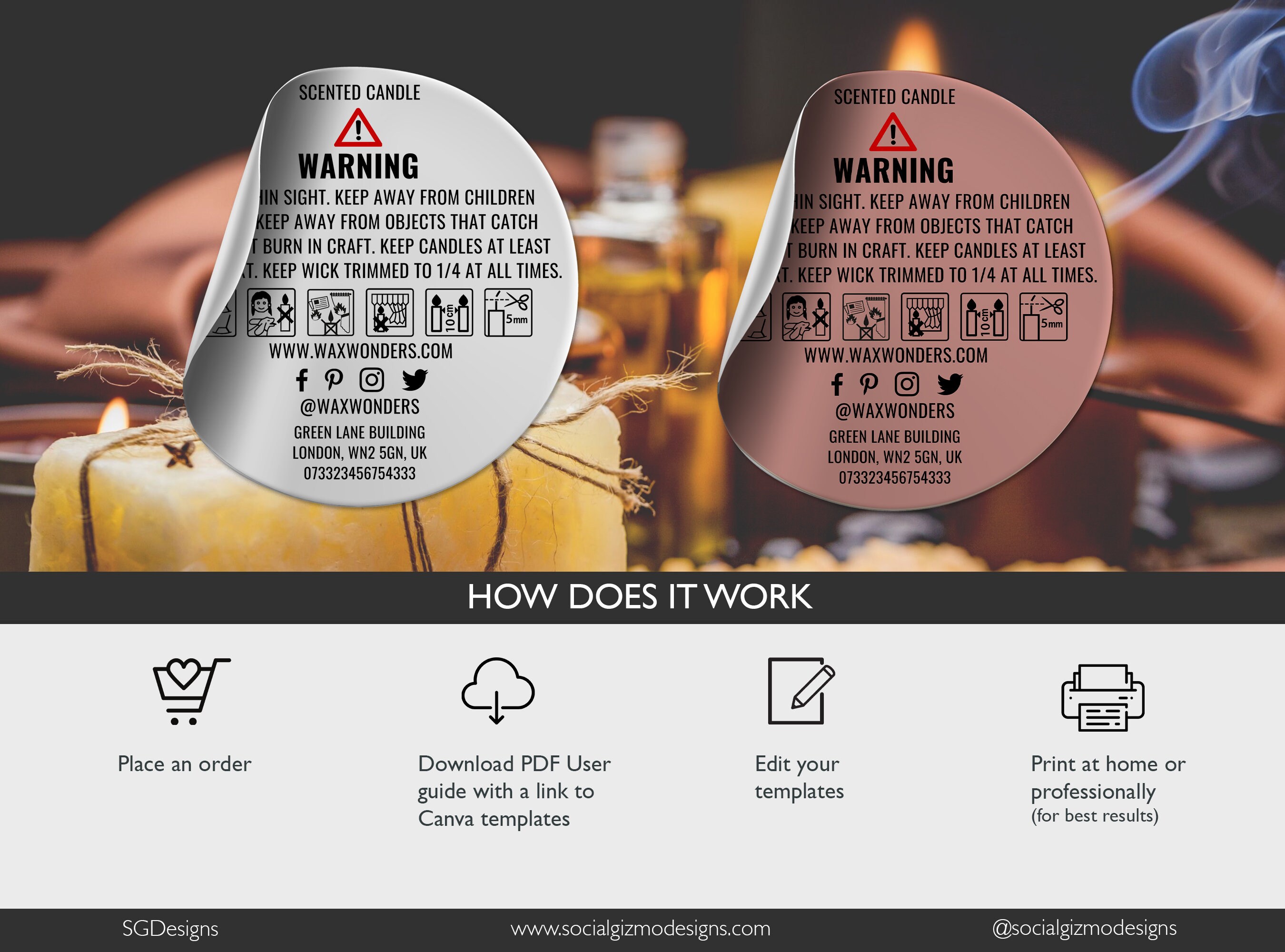 Editable Warning Label for Candles, Editable Label Template Design, CLP ...