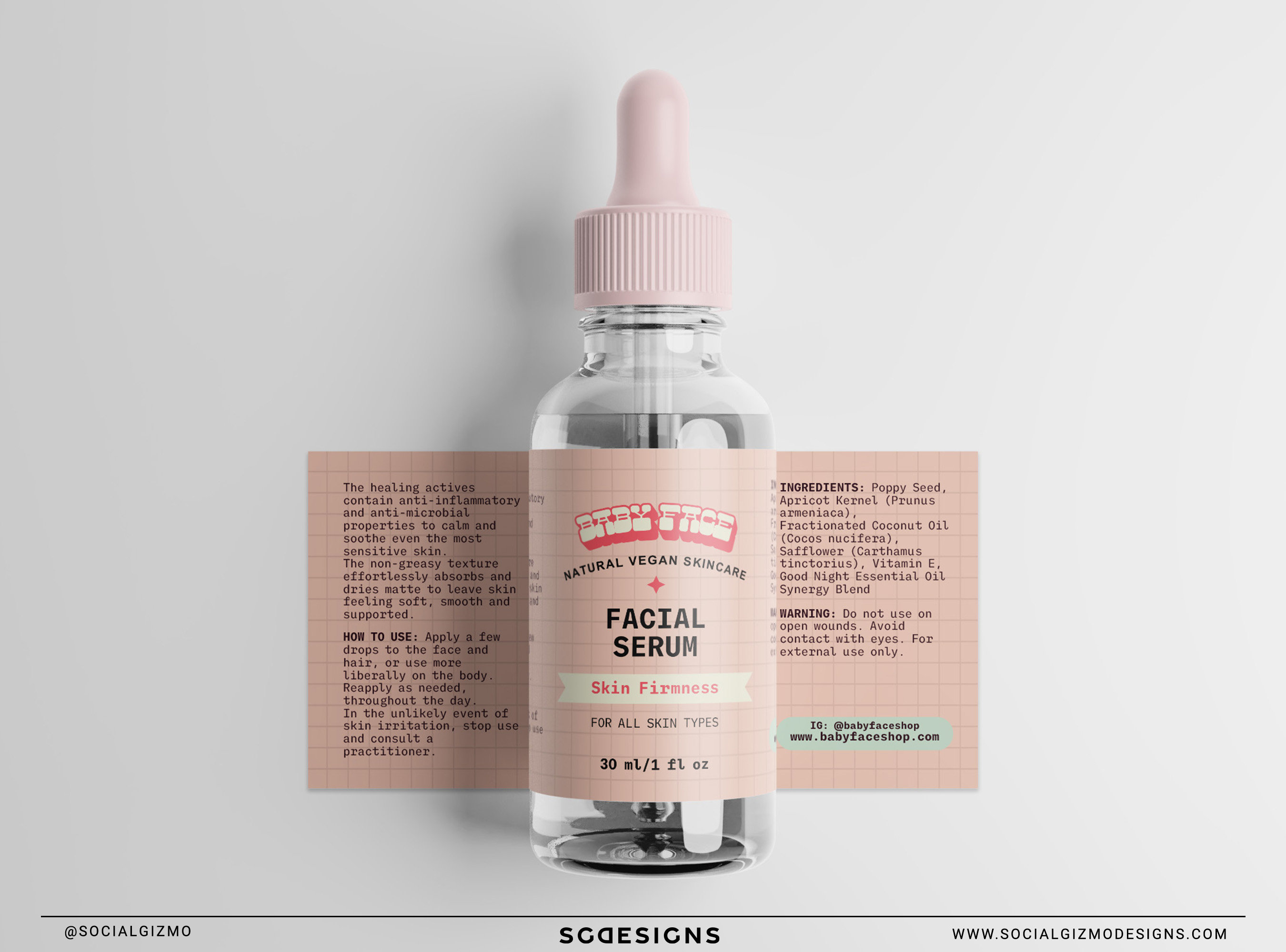 Retro Pink DIY Dropper Label Template, Funky Cyan Serum Label Template ...